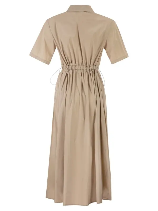 Herno Light Stretch Nylon Shirt Dress With Drawstring Waist - Cream