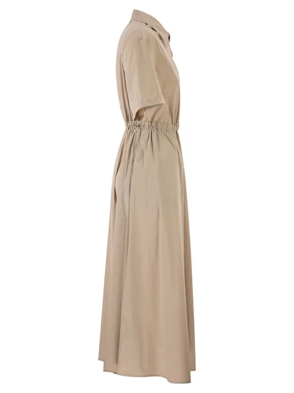 Herno Light Stretch Nylon Shirt Dress With Drawstring Waist - Cream