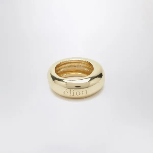 Éliou Amaya Gold Tone Metal Ring With Engraved Logo - Silver