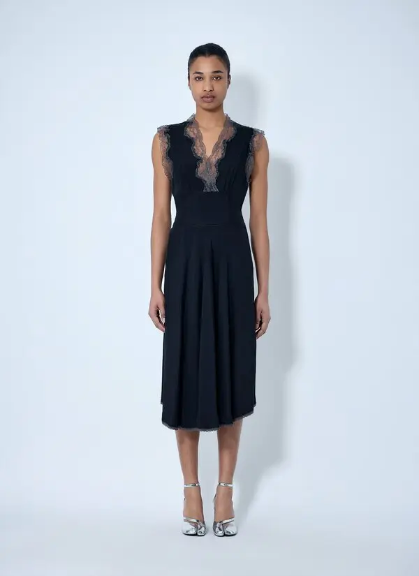 MAISON MARGIELA Lace Trim Midi Dress