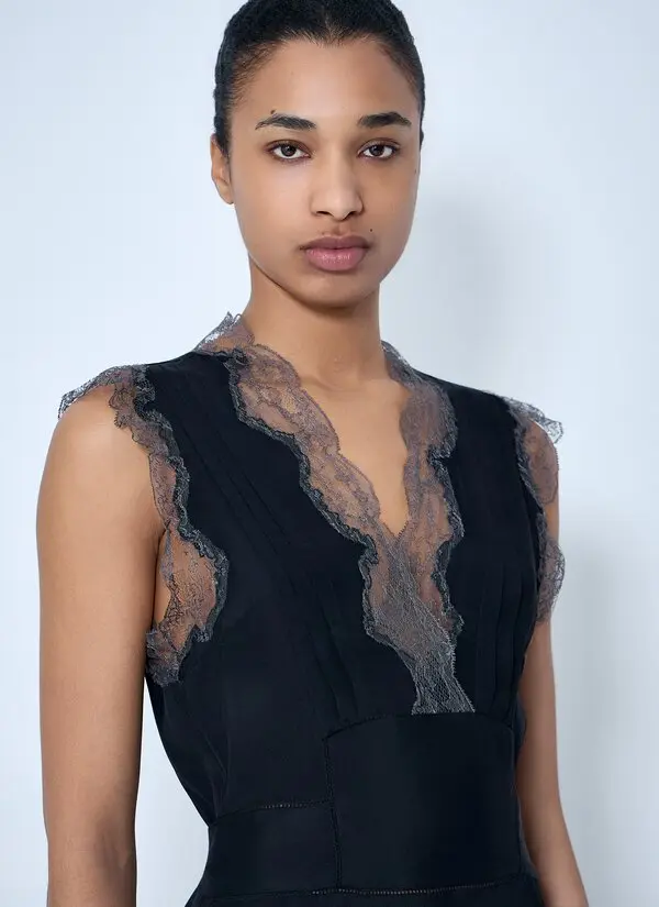 MAISON MARGIELA Lace Trim Midi Dress