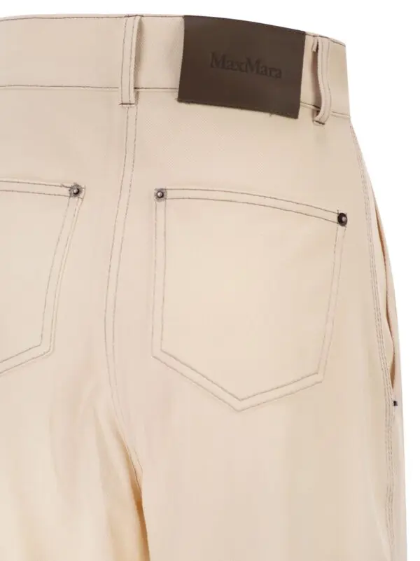 Max Mara Wide-leg Denim-effect Jersey Trousers - Cream