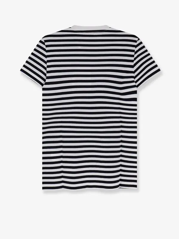 Max Mara Striped Cotton T-shirt With Embroidered Logo - Multicolor
