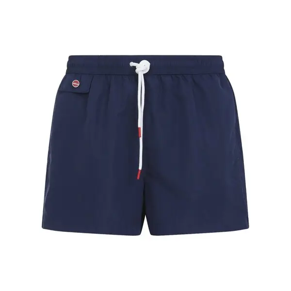 Kiton Polyester Swim Shorts With Logo Detail - Blue