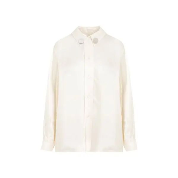JIL SANDER Viscose Blend Satin Shirt With Branded Button Detail - Multicolor