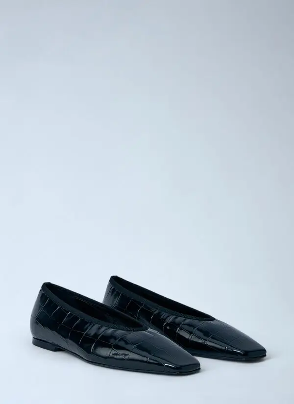 TOTEME Croc-embossed Leather Ballerina Flats