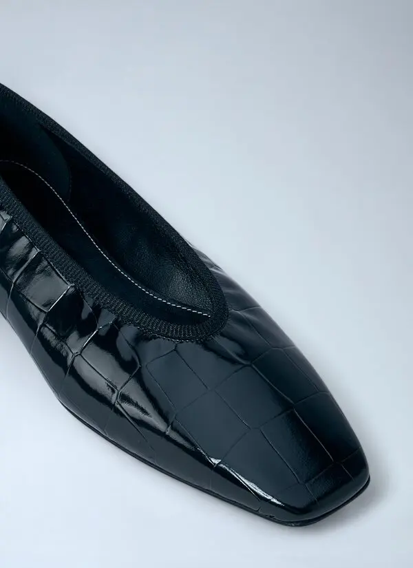 TOTEME Croc-embossed Leather Ballerina Flats