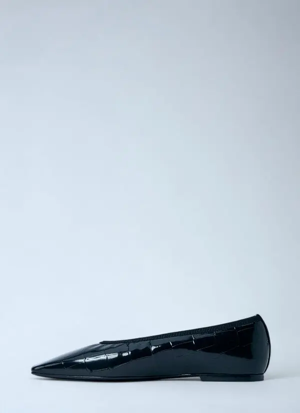 TOTEME Croc-embossed Leather Ballerina Flats