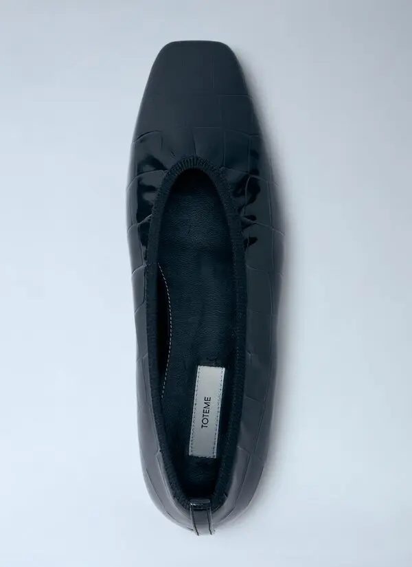 TOTEME Croc-embossed Leather Ballerina Flats