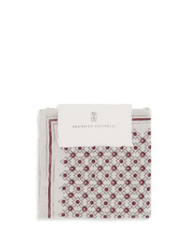 Brunello Cucinelli Silk Pochette With Geometric Pattern - Multicolor