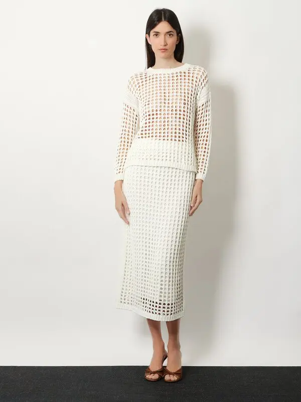Max Mara Perforated Cotton Skirt