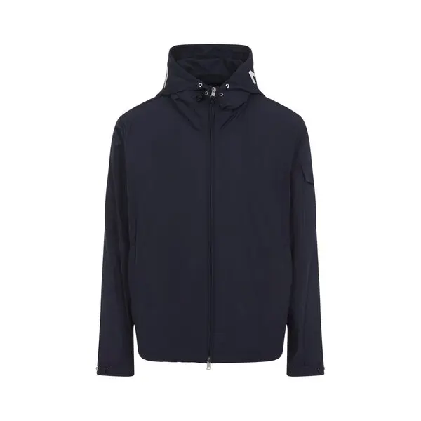 Moncler Hooded Zip-up Jacket With Logo Detail - Blue