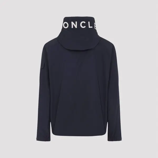 Moncler Hooded Zip-up Jacket With Logo Detail - Blue
