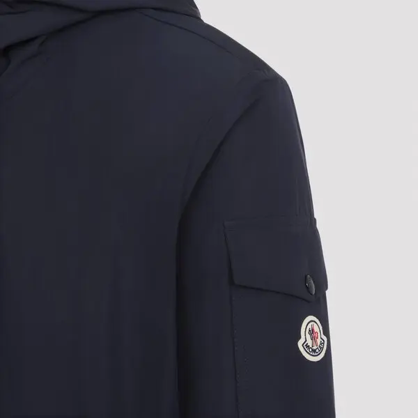 Moncler Hooded Zip-up Jacket With Logo Detail - Blue