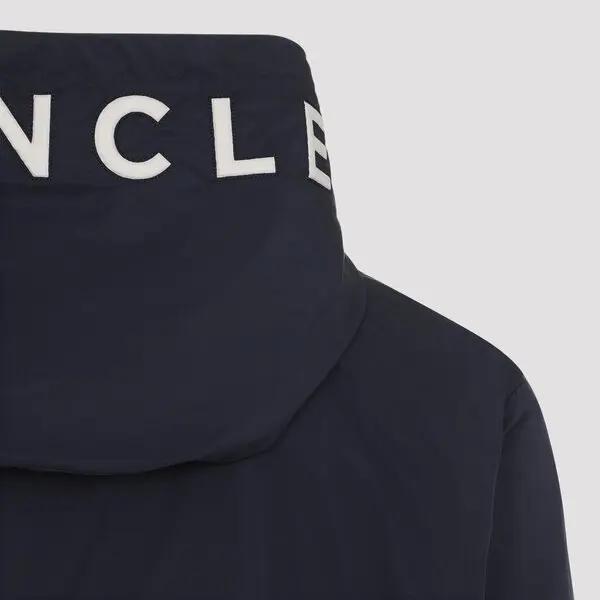 Moncler Hooded Zip-up Jacket With Logo Detail - Blue