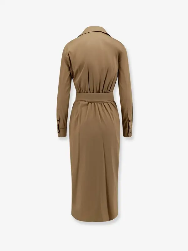 Max Mara Cotton Blend Draped V-neck Dress - Multicolor