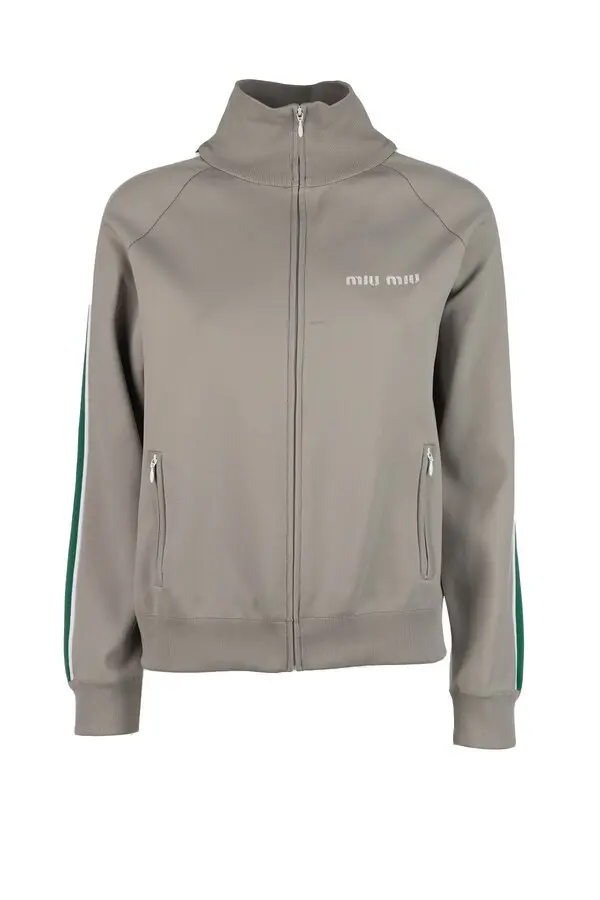 Miu Miu Zip-up Knitwear With Logo Detailing