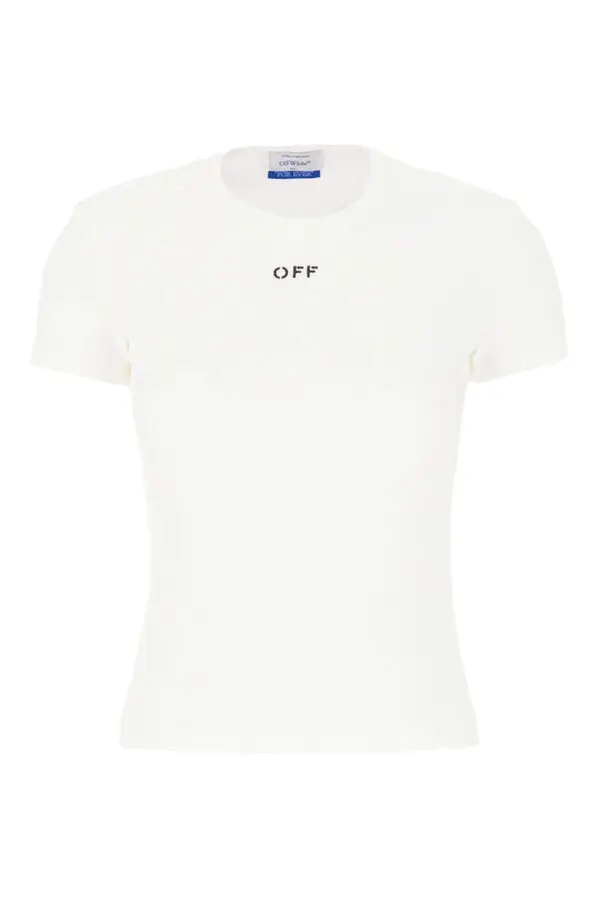 Off-White Ribbed T-shirt With Logo Detail - Multicolor