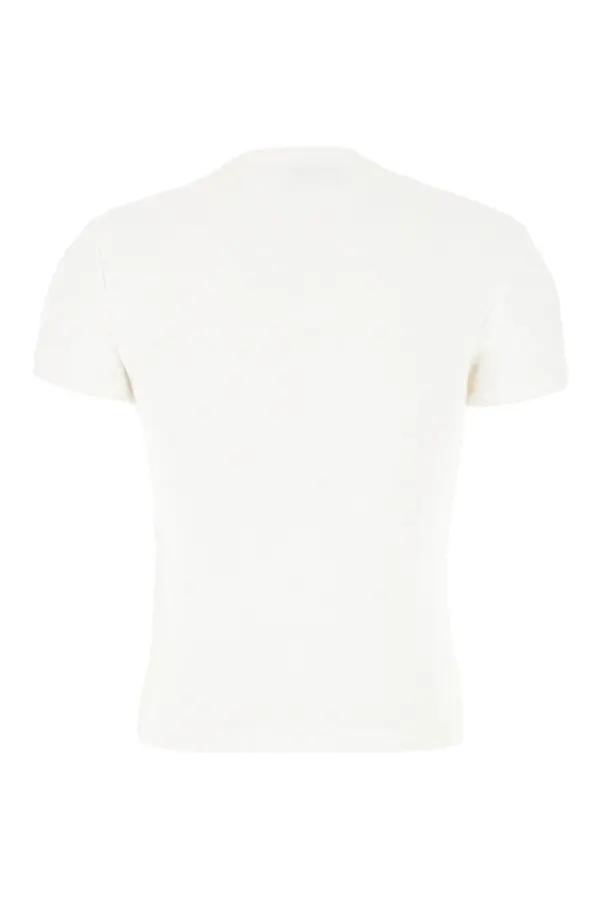 Off-White Ribbed T-shirt With Logo Detail - Multicolor