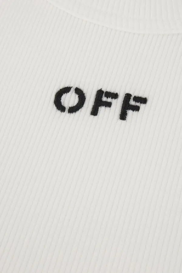 Off-White Ribbed T-shirt With Logo Detail - Multicolor