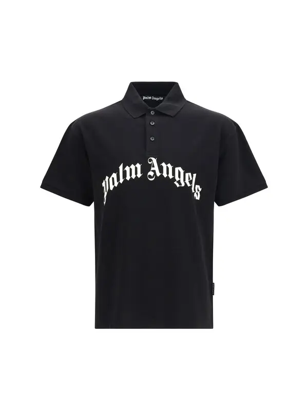 Palm Angels Curved Logo Polo - Black