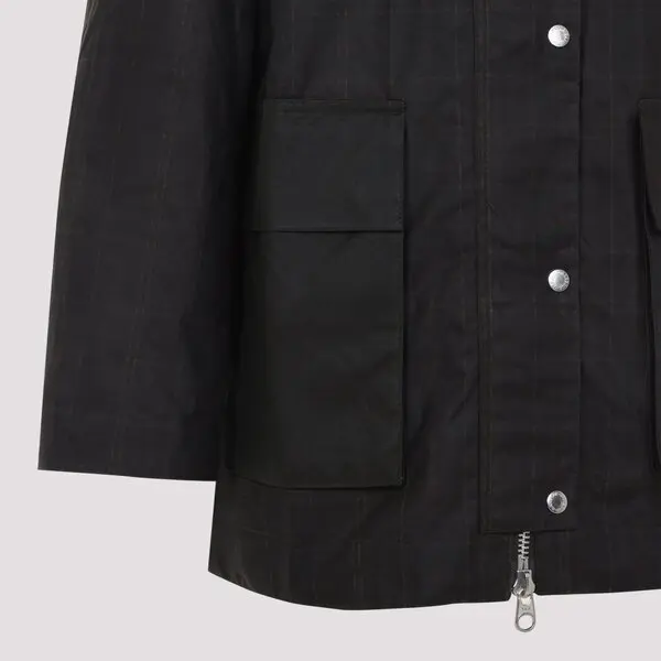 BARBOUR X GANNI Checked Waxed Cotton Duffle Jacket With Drawstring Hood