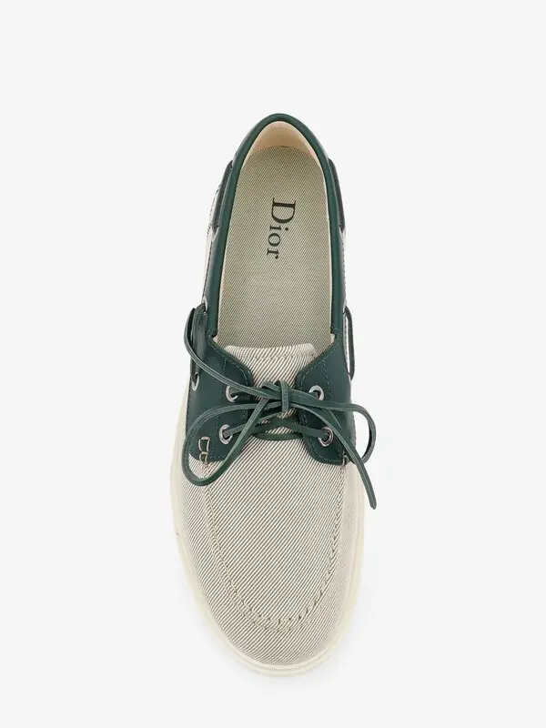 Dior Dioriviera Canvas And Leather Loafers - Green