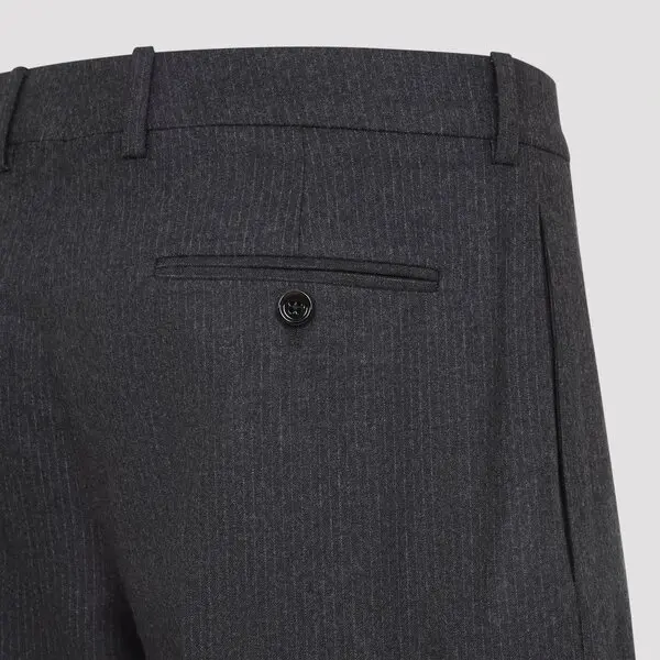 Celine Grey Wool Pinstriped Flared Pants