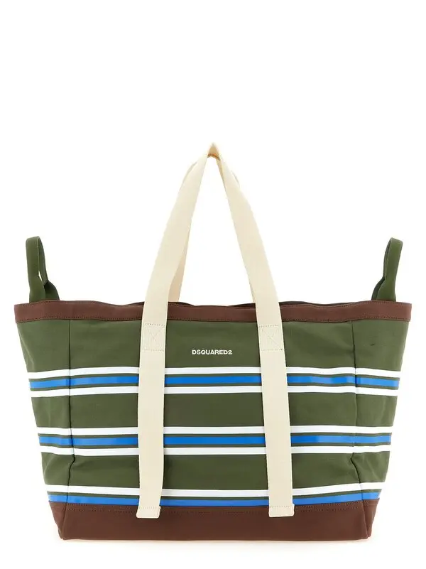 Dsquared2 D2 College" Striped Canvas Shopping Bag