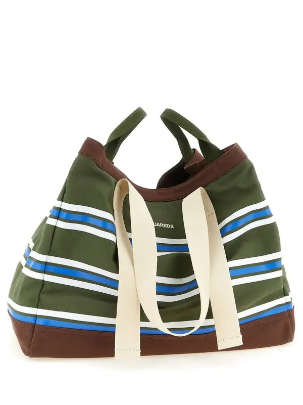 Dsquared2 D2 College" Striped Canvas Shopping Bag