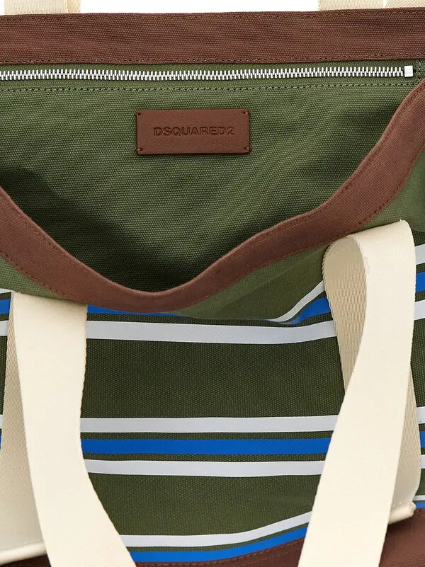 Dsquared2 D2 College" Striped Canvas Shopping Bag