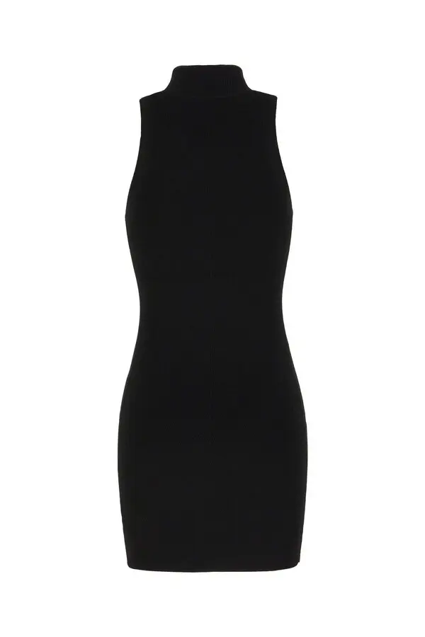 DIESEL® Sleeveless Mock Neck Knit Dress With Logo Detail