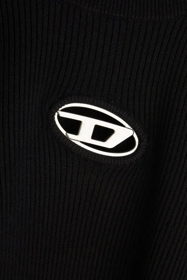 DIESEL® Sleeveless Mock Neck Knit Dress With Logo Detail
