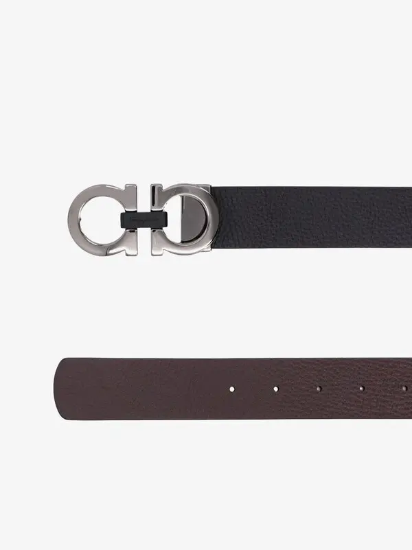 FERRAGAMO Reversible Grained Leather Belt - Multicolor
