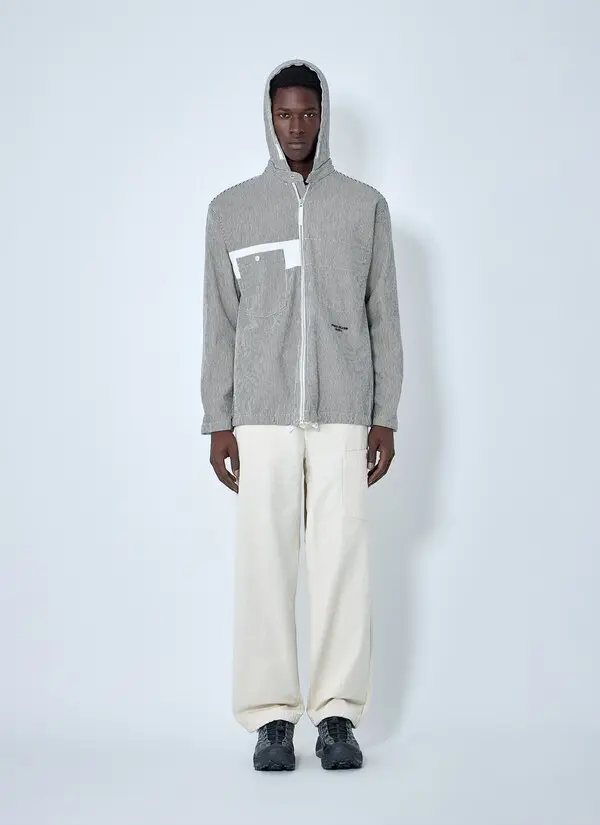 Stone Island Striped Cotton Hooded Zip Jacket