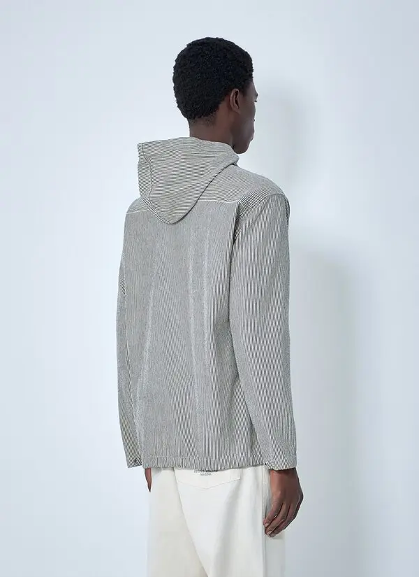 Stone Island Striped Cotton Hooded Zip Jacket