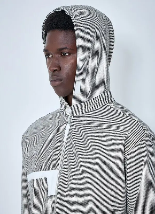 Stone Island Striped Cotton Hooded Zip Jacket