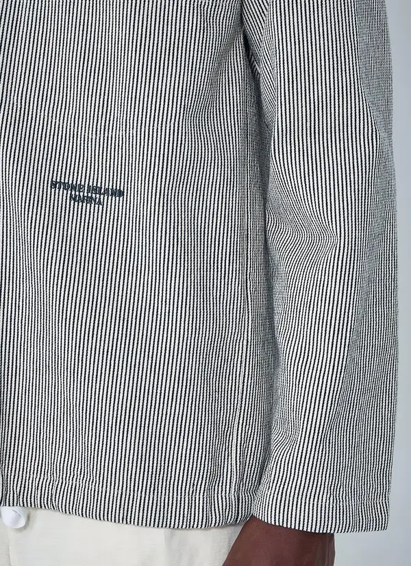 Stone Island Striped Cotton Hooded Zip Jacket