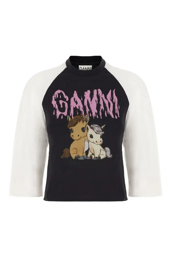 GANNI T-shirt With Graphic Print - Multicolor