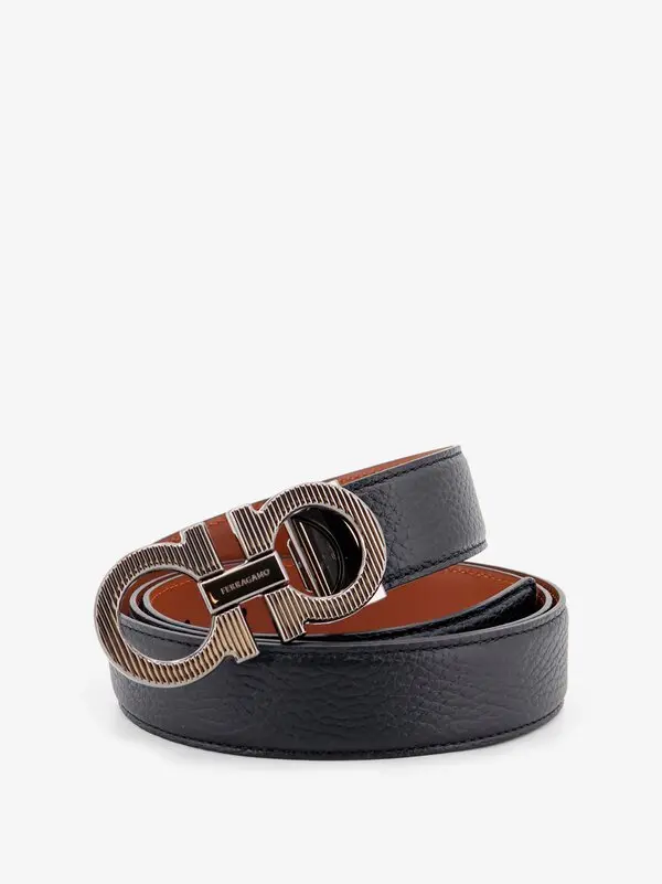 FERRAGAMO Reversible Leather Gancini Belt - Multicolor