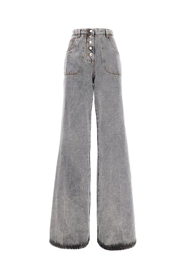 Etro Wide Leg Jeans With Button Detail - Multicolor