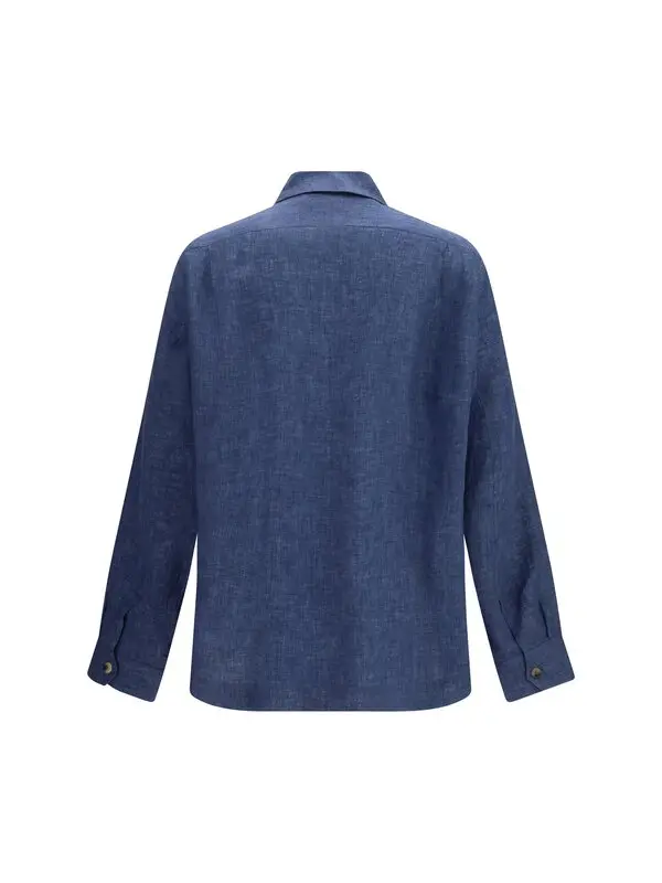Brunello Cucinelli Easy Fit Linen Shirt - Blue