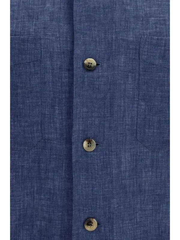 Brunello Cucinelli Easy Fit Linen Shirt - Blue