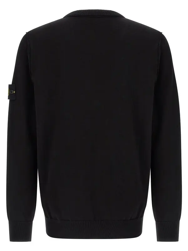 Stone Island Crew Neck Cotton Sweater - Black