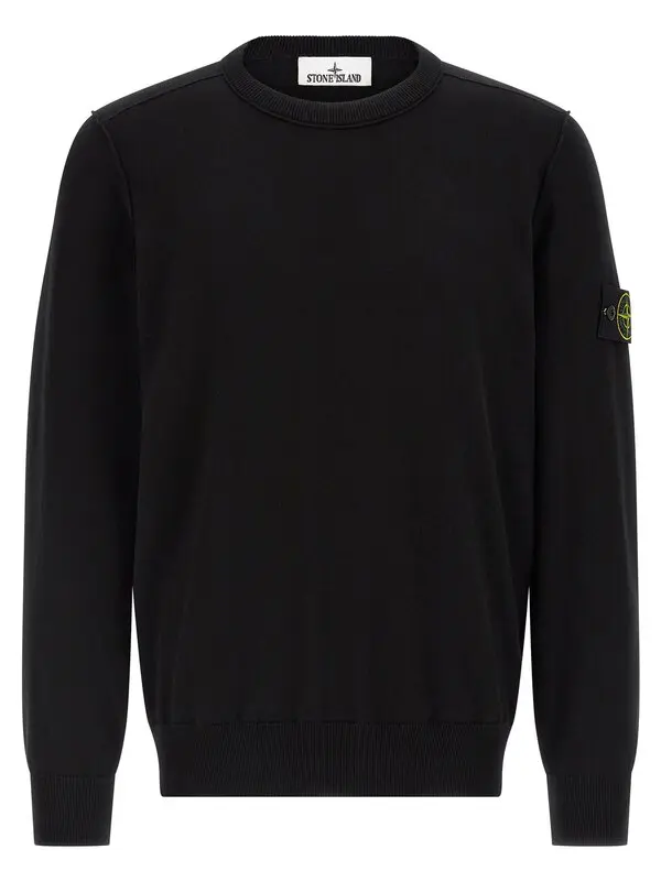 Stone Island Crew Neck Cotton Sweater - Black
