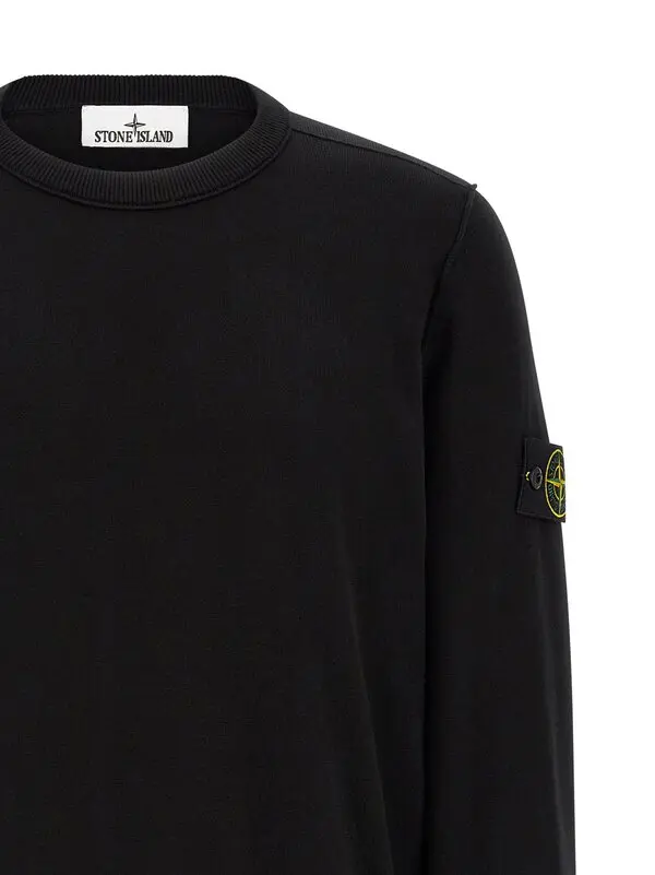 Stone Island Crew Neck Cotton Sweater - Black