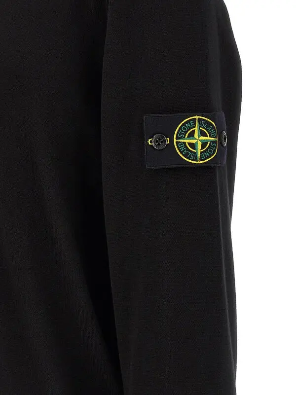 Stone Island Crew Neck Cotton Sweater - Black