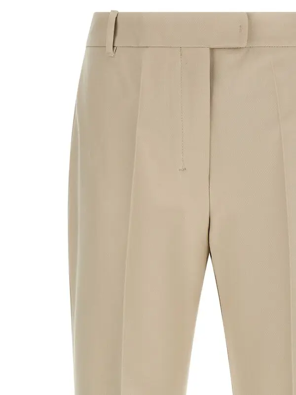 Max Mara Smmfatina Cropped Stretch Cotton Viscose Blend Trousers - Cream