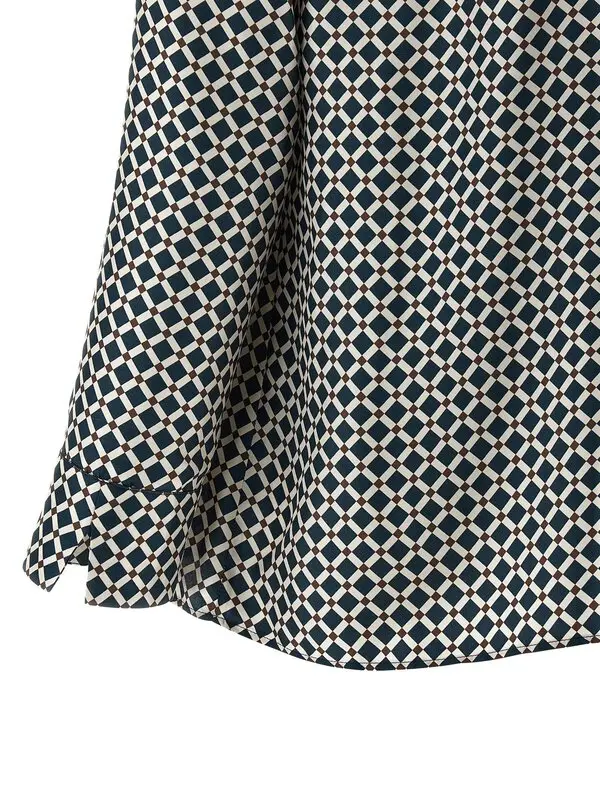 Max Mara S Mmvittoria' Printed Silk Twill V-neck Shirt - Blue