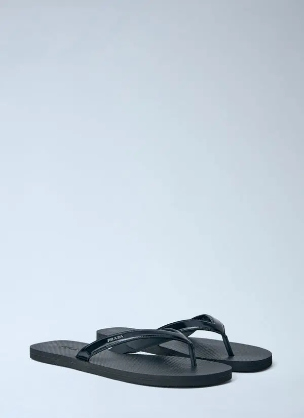 Prada Embossed Logo Leather Flip-flop Sandals
